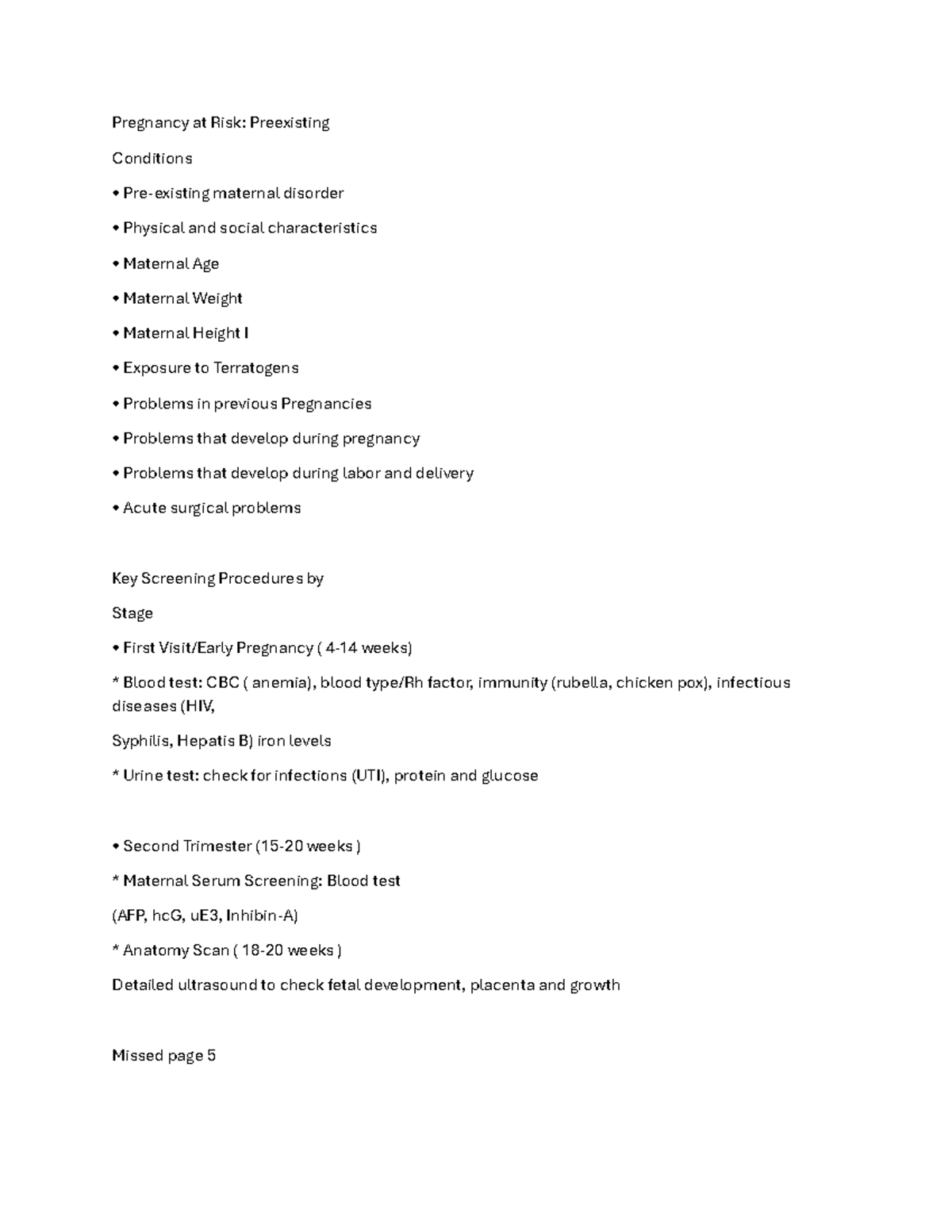 Pregnancy at Risk: Maternal Conditions and Key Interventions - Studocu