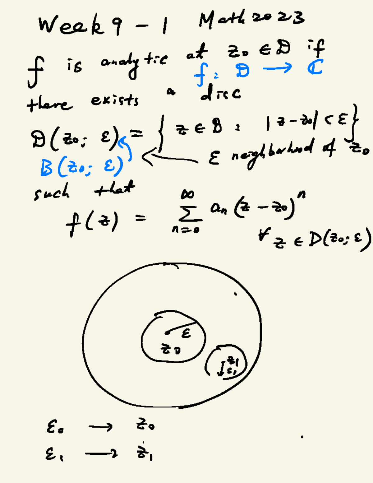 Math 2023 Week 9 Lecture Notes on Analytic Functions - Studocu
