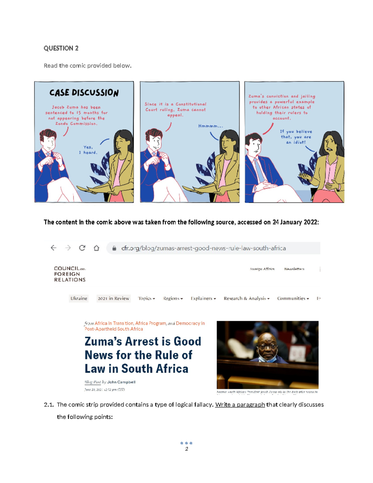 Assignment - Common Logical Fallacies in Comic Strips Analysis - Studocu