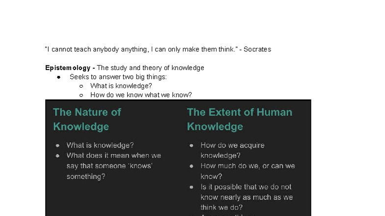 Introduction to Epistemology: Knowledge, Truth, and Belief - Studocu