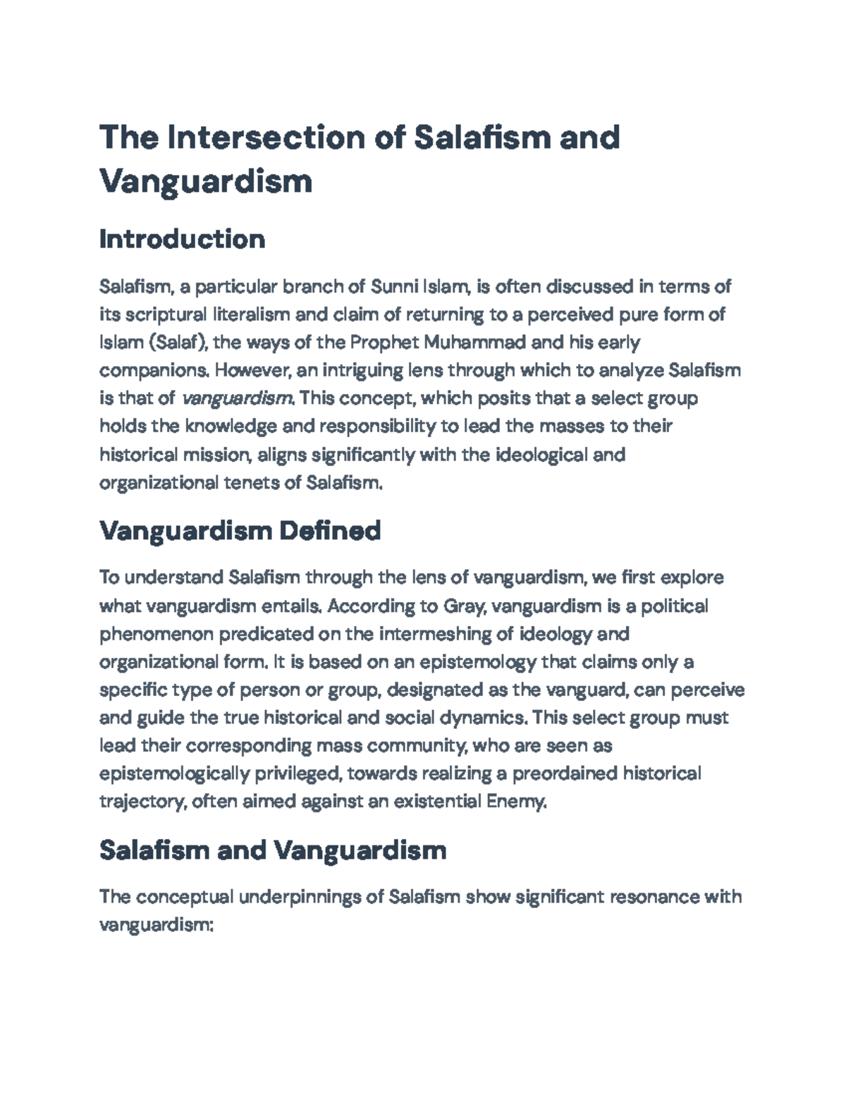 The Intersection of Salafism and Vanguardism: An Analytical Overview ...
