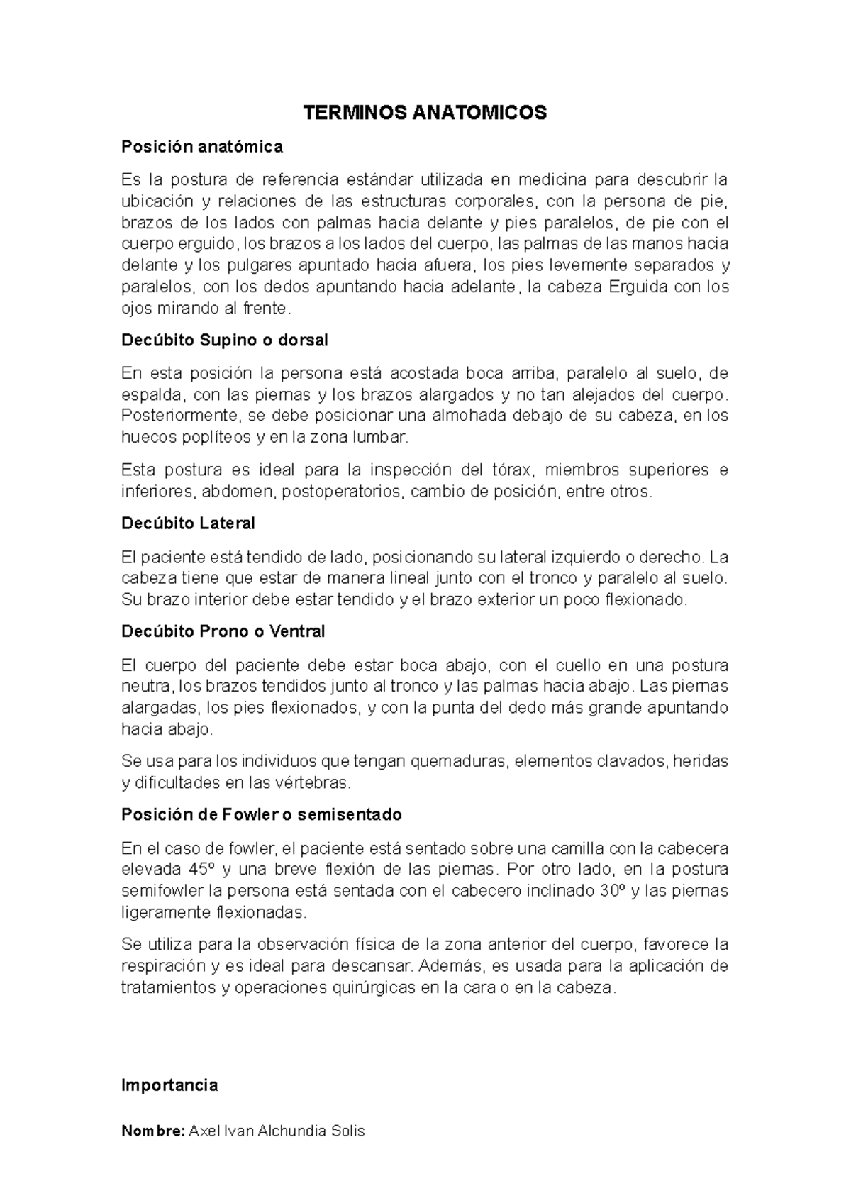 Terminos Anatomicos - planos - TERMINOS ANATOMICOS Posición anatómica ...