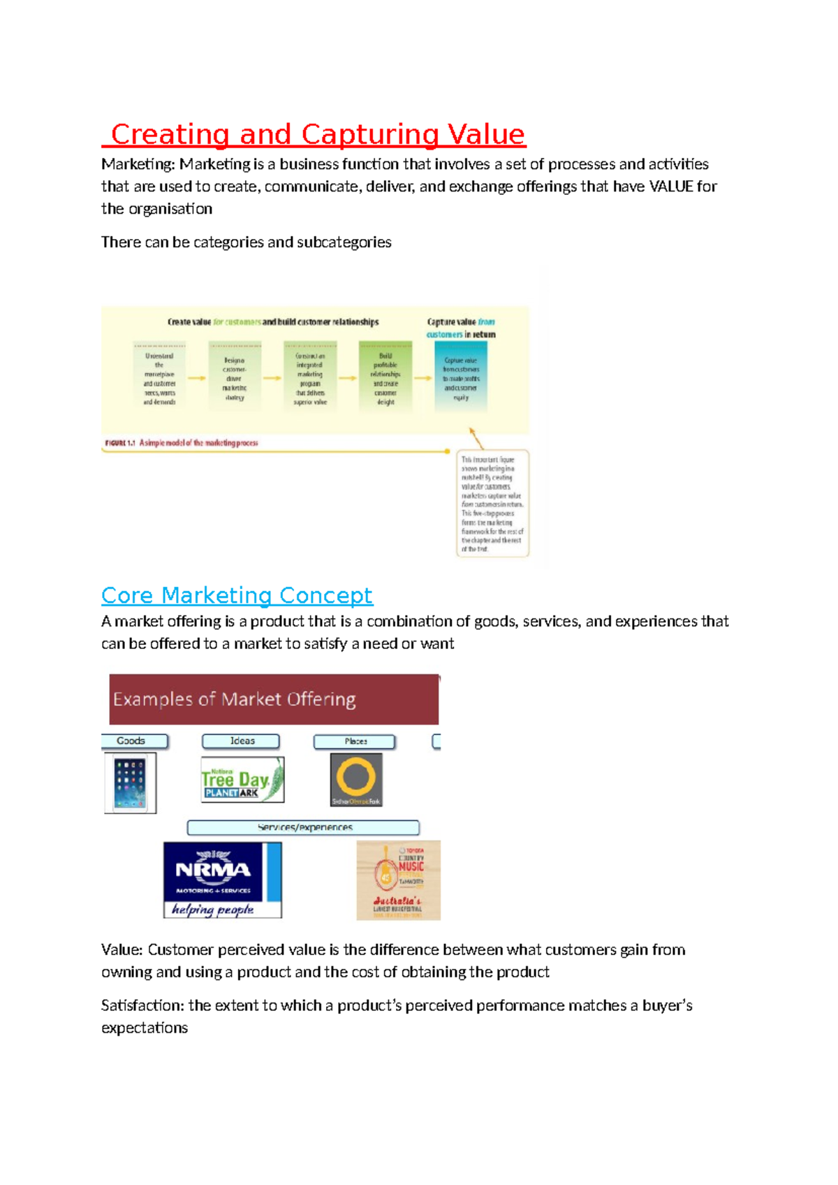 Marketing principles Notes - Creating and Capturing Value Marketing ...