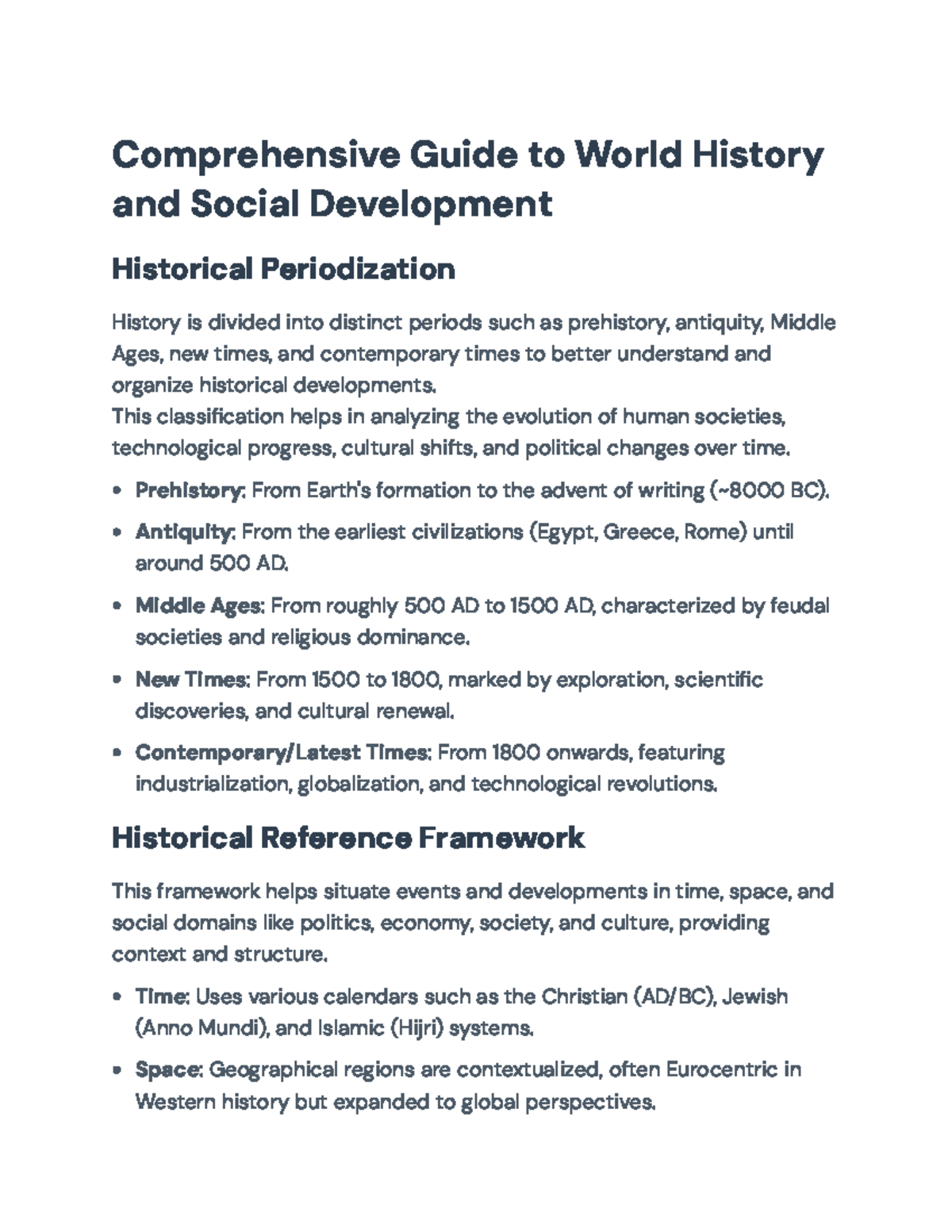 Comprehensive Overview of World History & Social Development Patterns ...