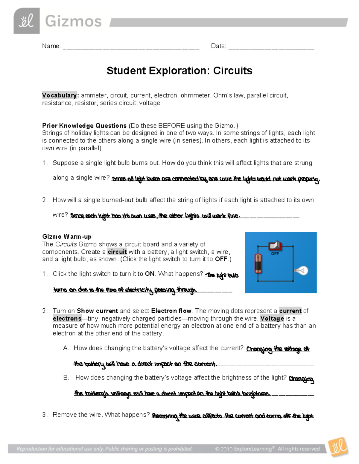 Circuits - Gizmo Lab Exploration and Activity Answers - Studocu