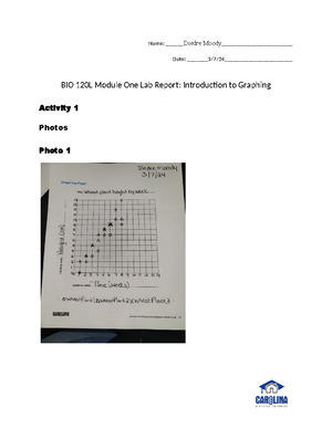 BIO 120L Module Four Cell Respiration in Germinating Peas Lab Report Template - Name: Diedre ...