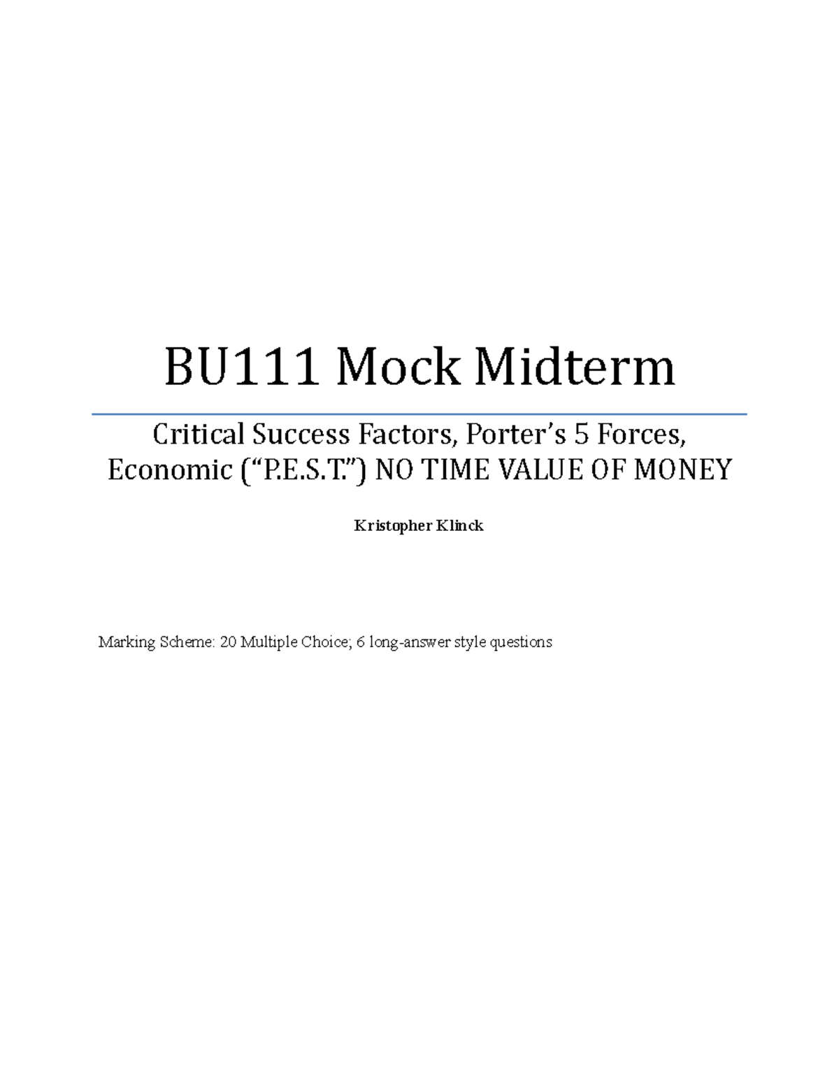 BU111 Midterm Exam Practice: Key Concepts & Mock Questions - Studocu