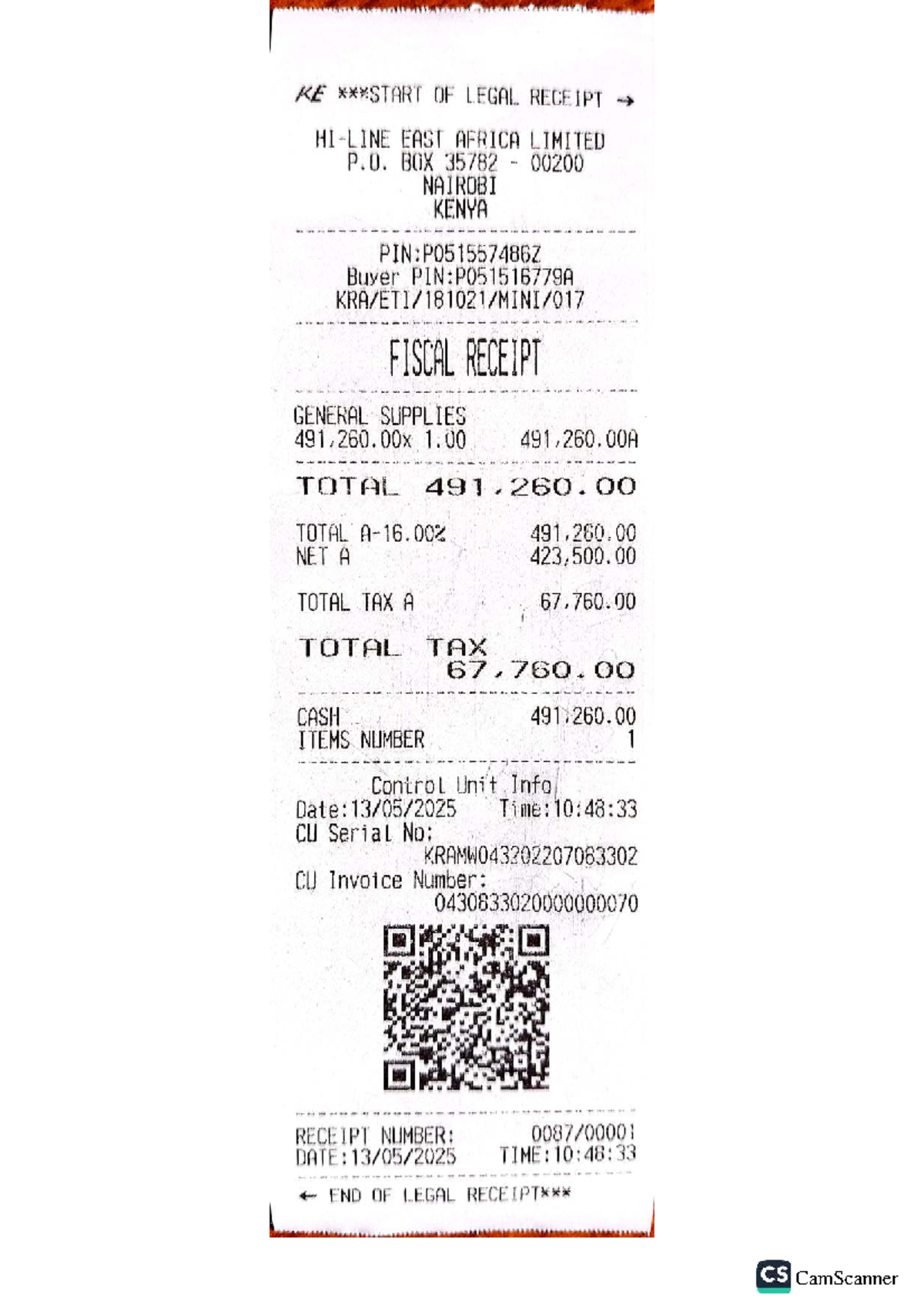 Legal Receipt for General Supplies - Etr CSA May 2025 - Studocu