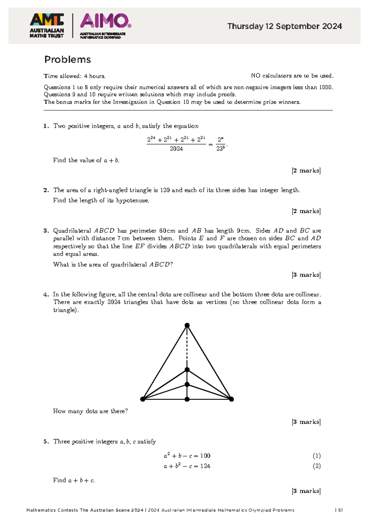 2024 AIMO Solutions: Australian Intermediate Mathematics Olympiad - Studocu