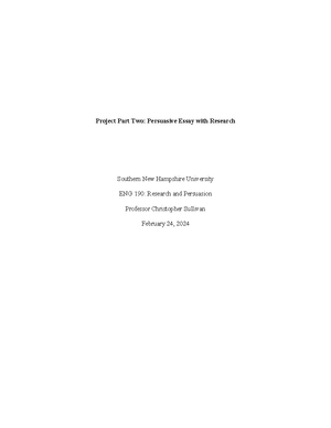 ENG-190: Module 7 - Project Persuasive Essay - Project Part Two ...