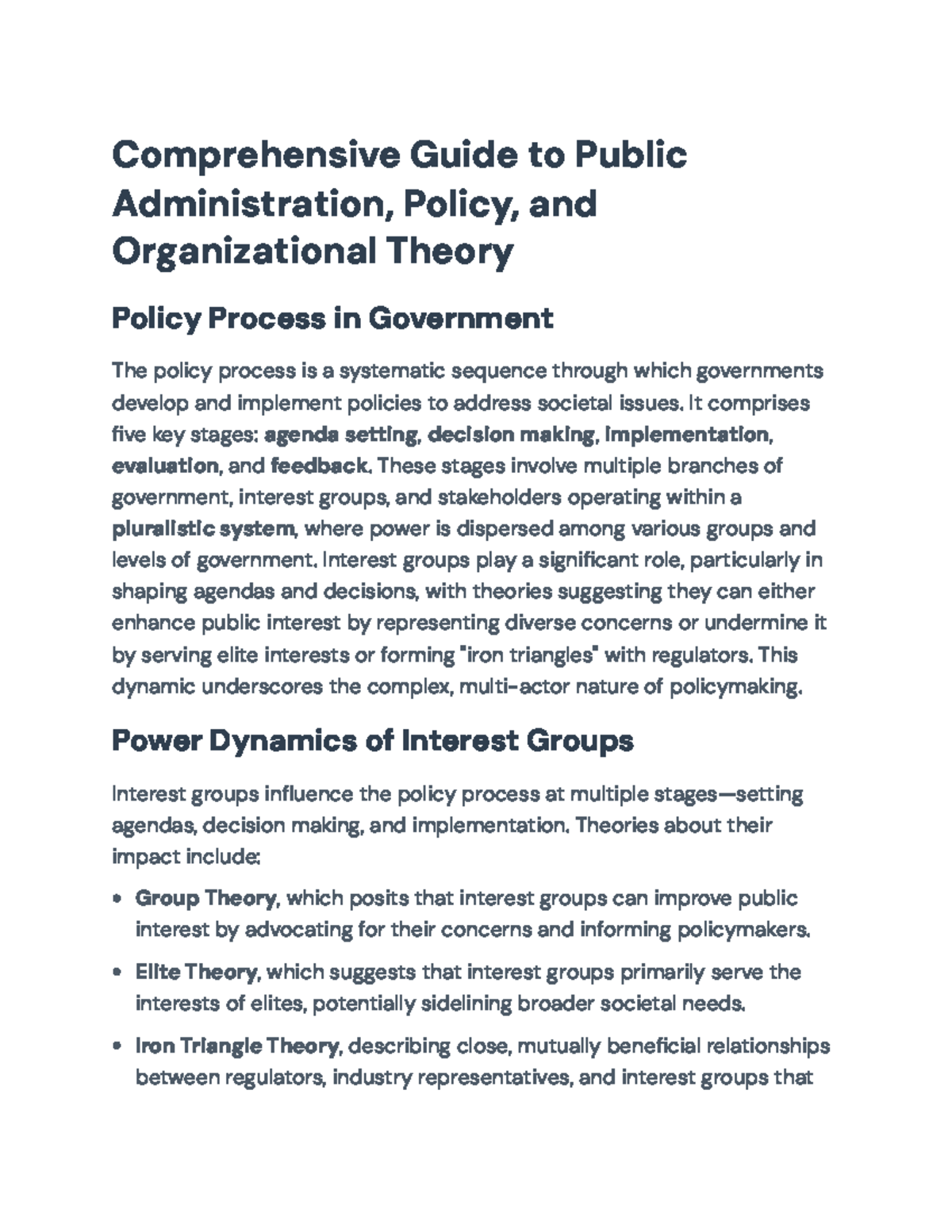 Comprehensive Guide to Public Administration and Policy Process (PA 101 ...