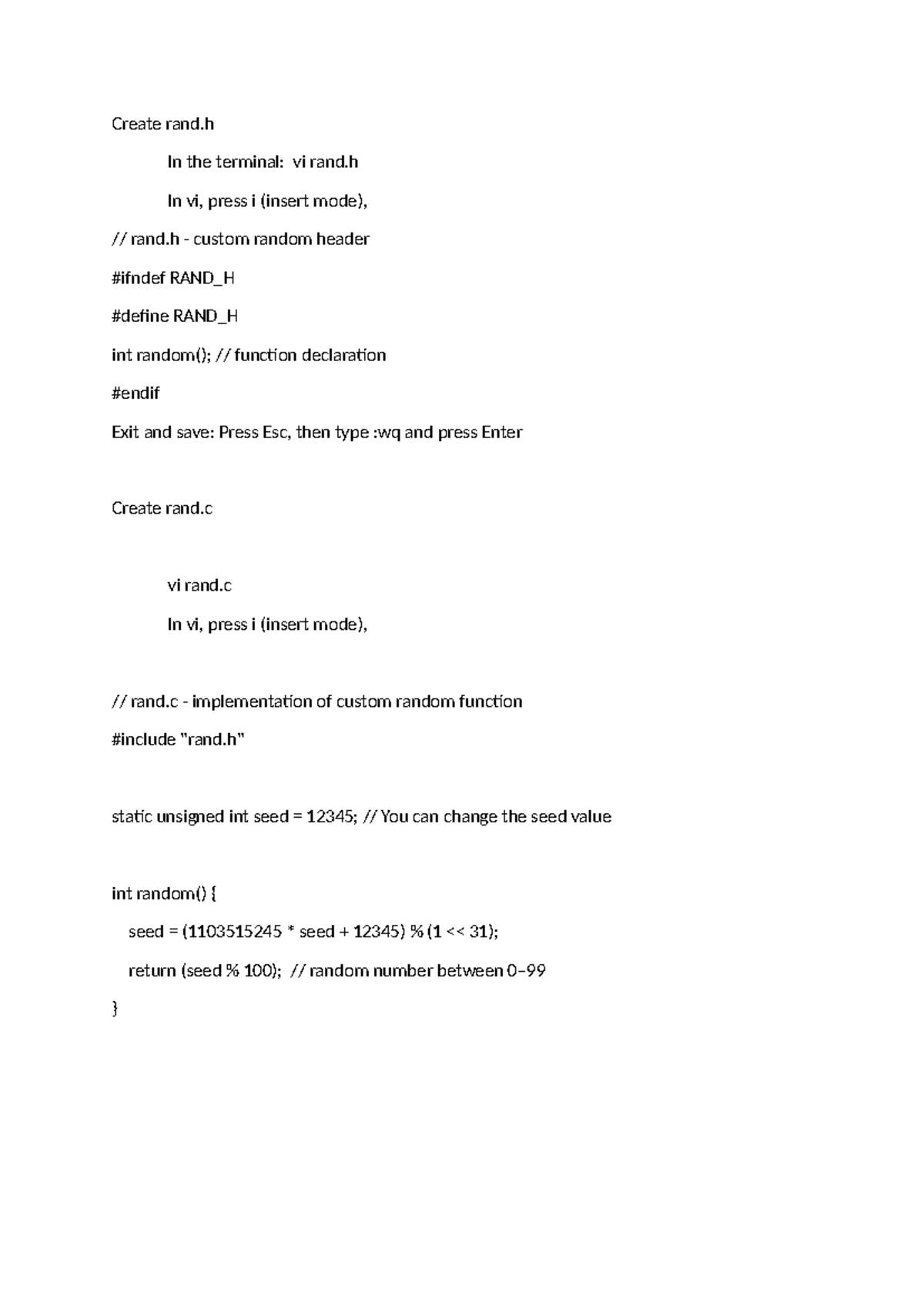 WEEK2 2 Program: Custom Random Function Implementation Guide - Studocu