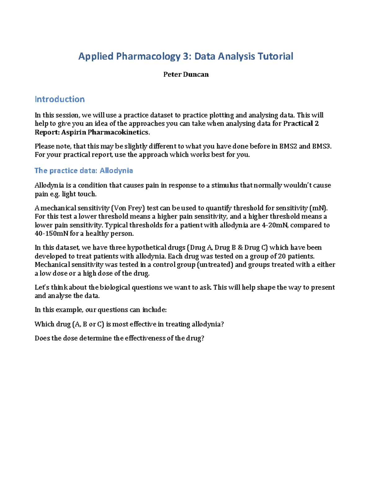 AP3: Data Analysis Tutorial for Aspirin Pharmacokinetics Report - Studocu