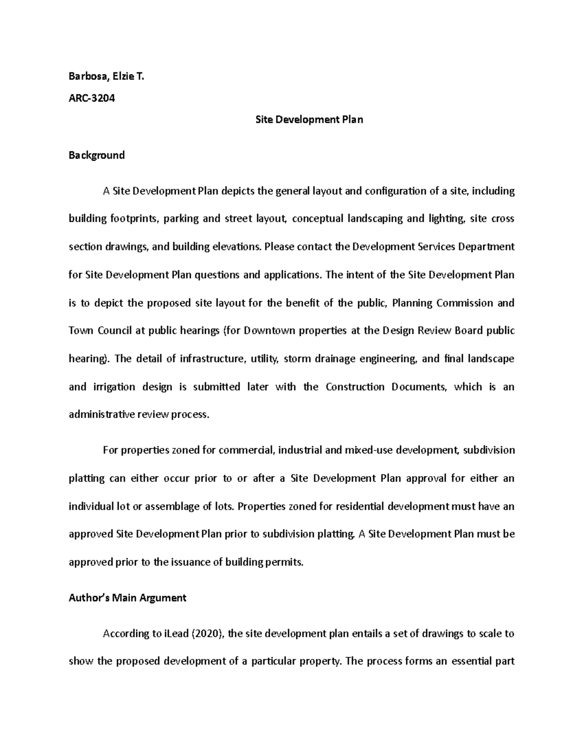 Site Development Plan Essentials - ARC Course Guide - Studocu