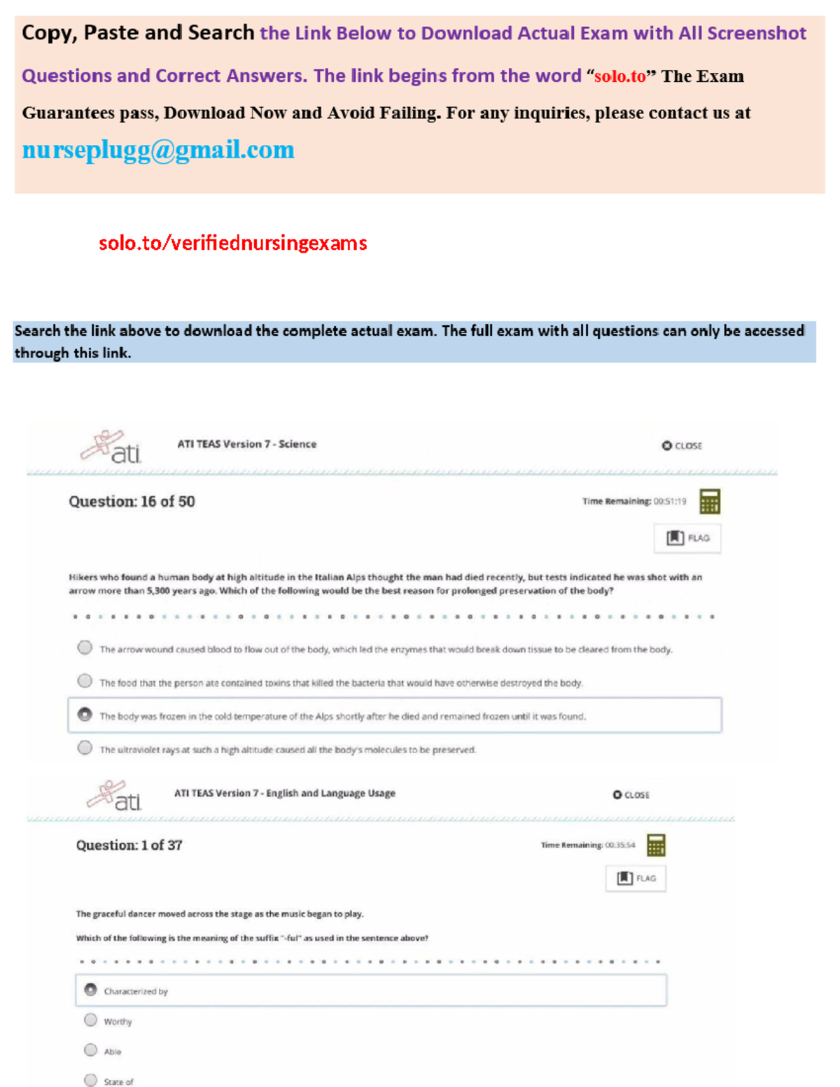 ATI TEAS 7 2026 Full Exam 4 Versions with Reading, Math, Science ...