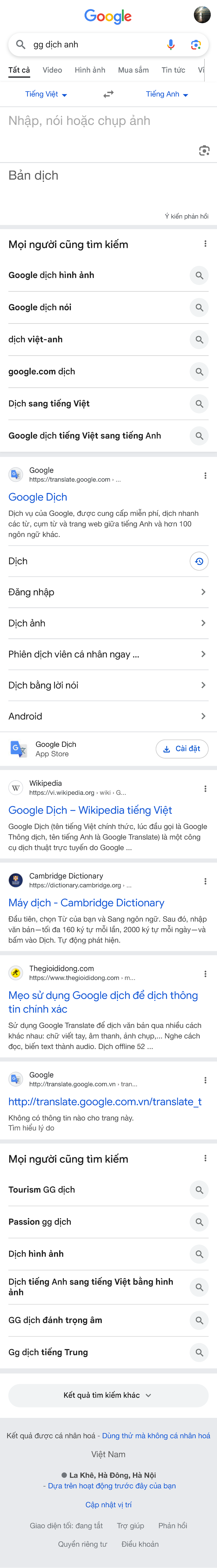 Gg dịch anh - Tìm trên Google - Dịch vụ của Google, được cung cấp miễn ...