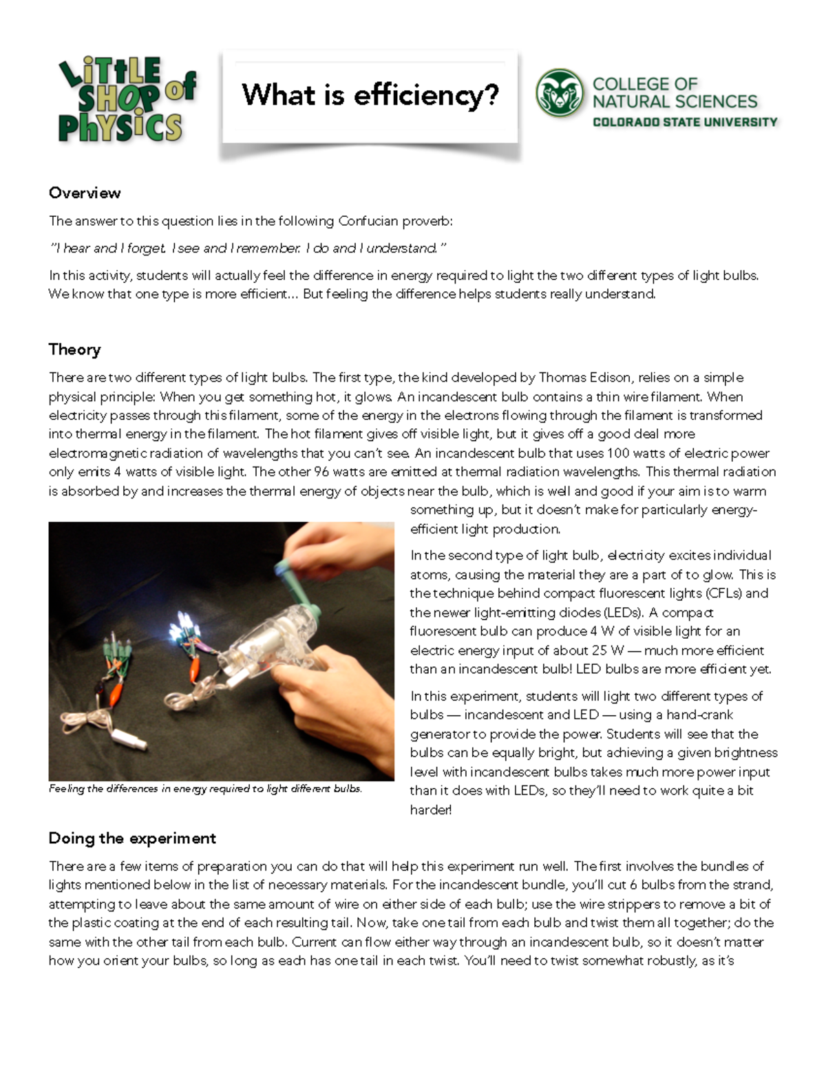 Hand Crank Generators activity - Overview The answer to this question ...
