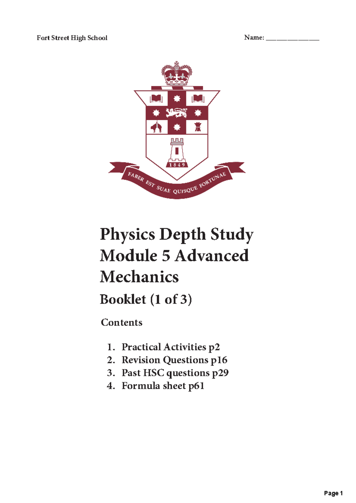 Physics Depth Study Module 5 Booklet - Final Exam - Studocu
