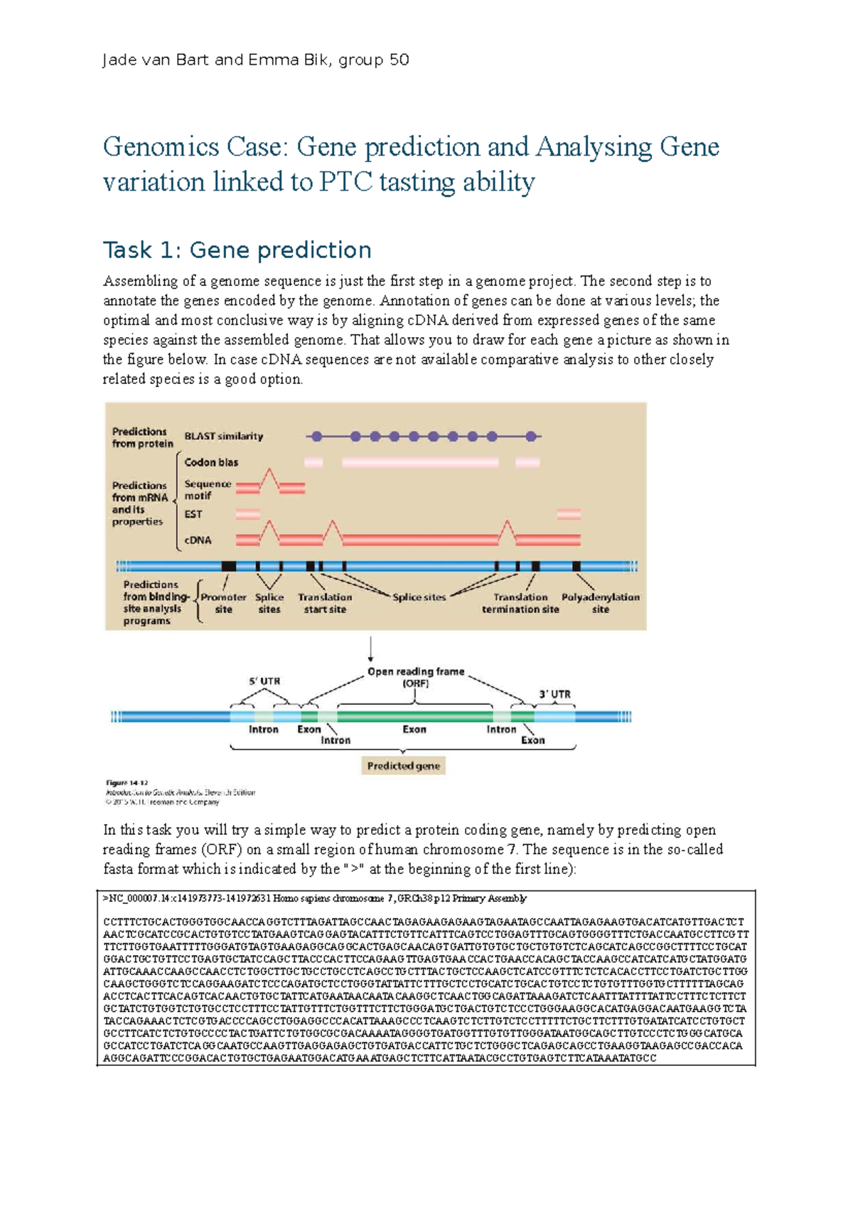 Genomics Case Study (Group 50): Gene Prediction & PTC Tasting Analysis ...