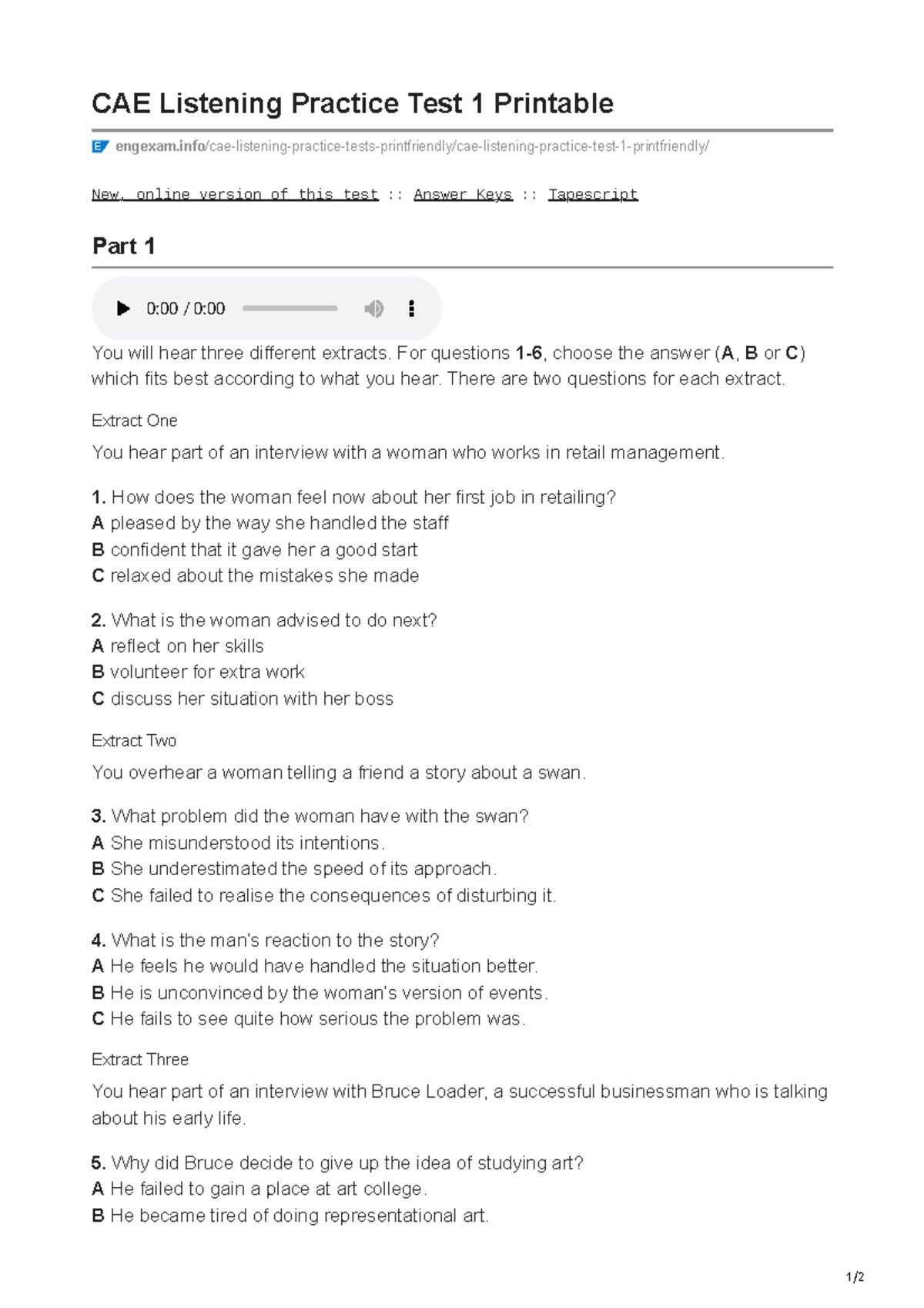 Test 1 part 1 - This is a trial test from CAE page to practice. - 1 ...