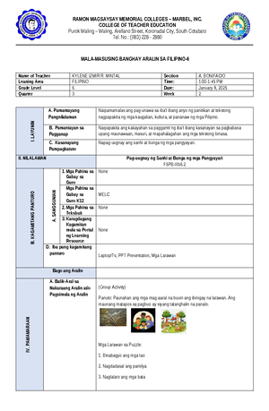 MTB-MLE Midterm Lesson 7 - Content and Pedagogy for the Mother Tongue MTB-MLE Instructor – Jonna ...