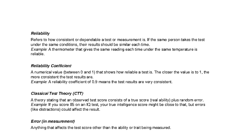 Psych Assess Glossary Simplified: Key Terms & Concepts - Studocu