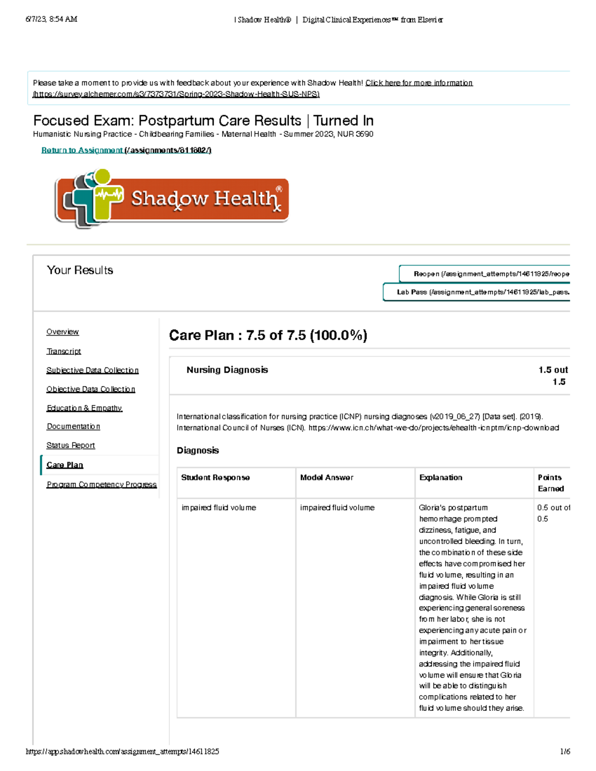 Gloria Hernandez Postpartum Care Assessment | NUR 3590 - Studocu