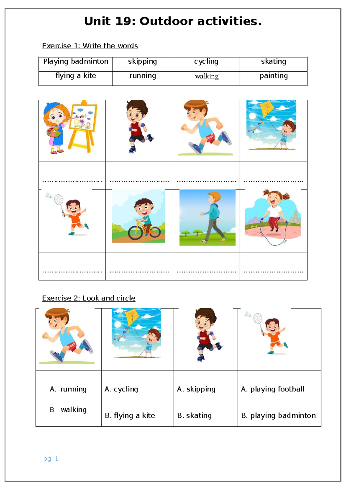 Unit 19: Outdoor Activities Exercises for English 3 Global - Studocu