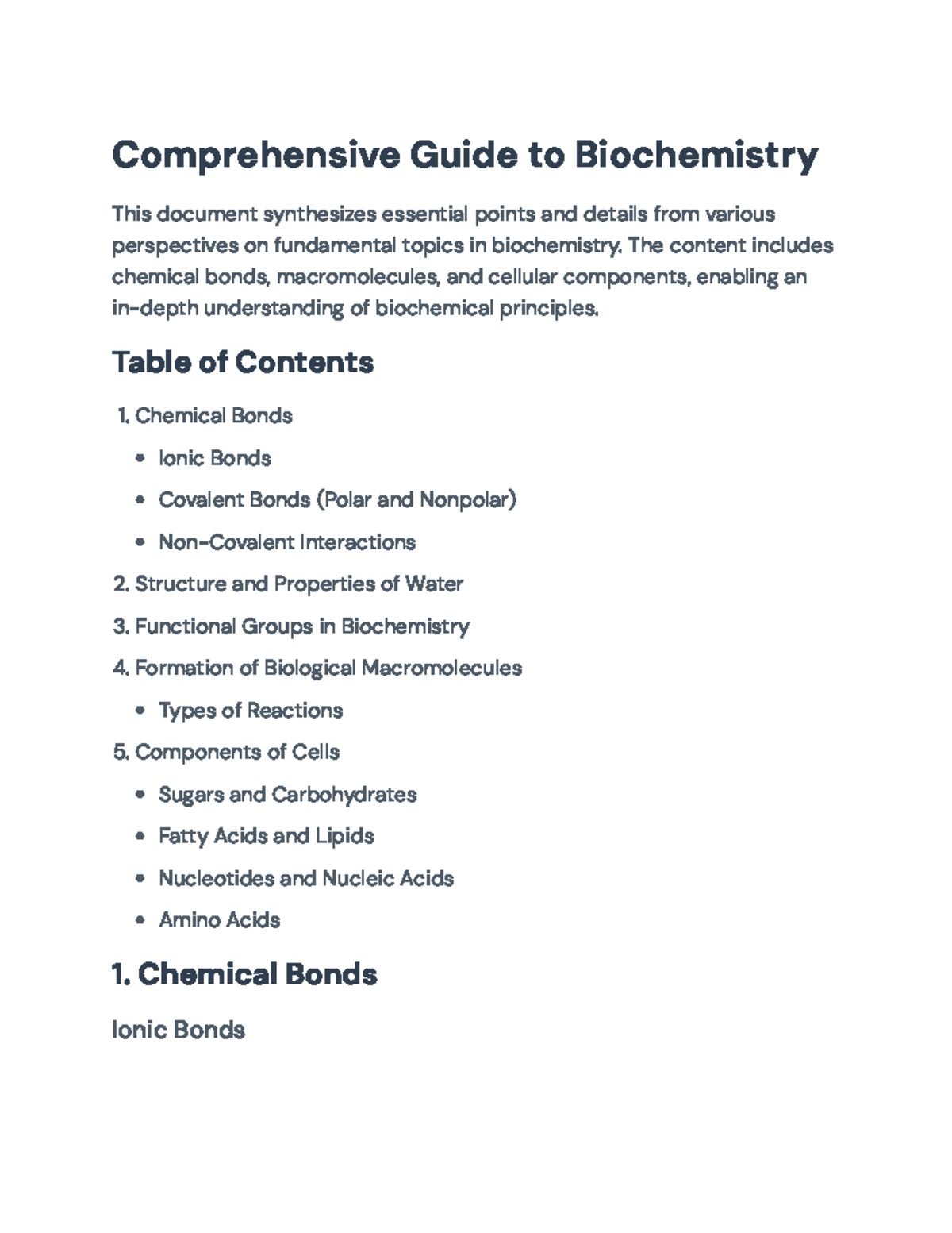Biochemistry Overview: Key Concepts and Macromolecule Formation ...