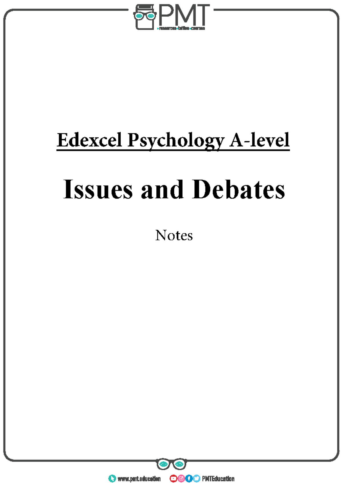 Issues and debates notes - Edexcel Psychology A-level Notes Issues and ...