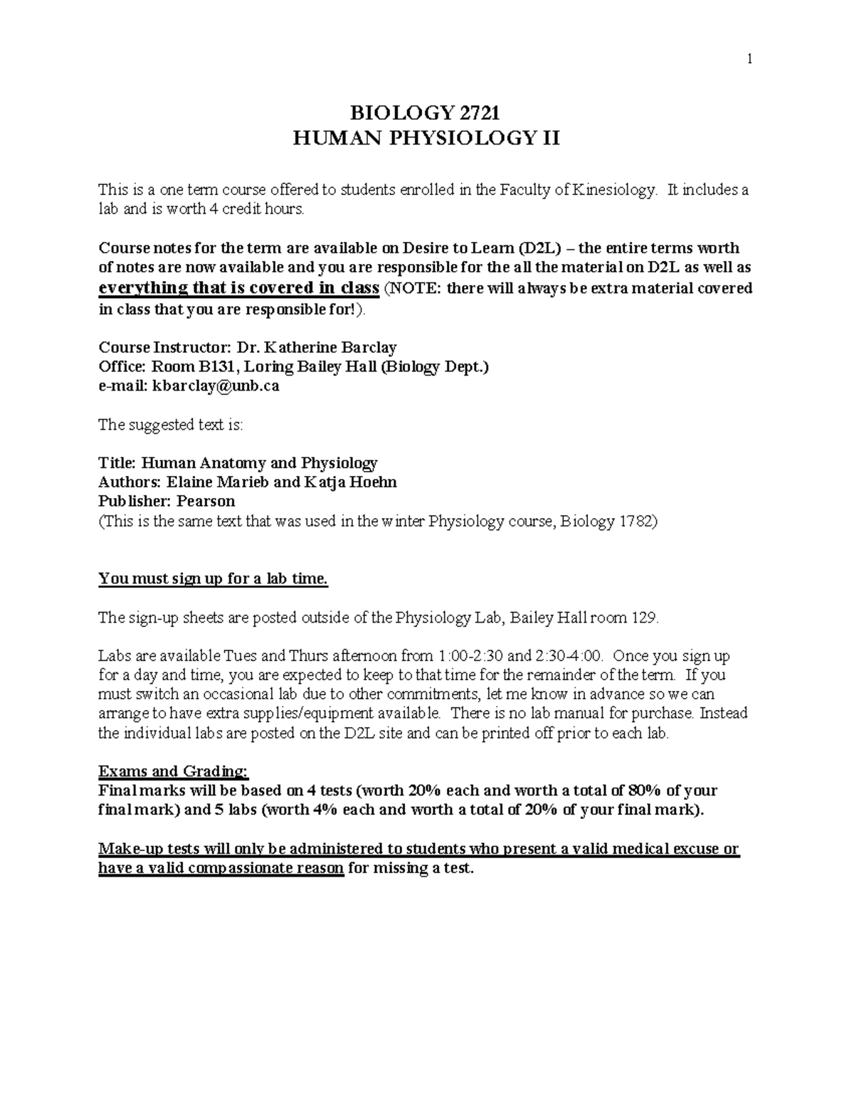 BIOL 2721 Human Physiology II Course Notes - Fall 2019 - Studocu