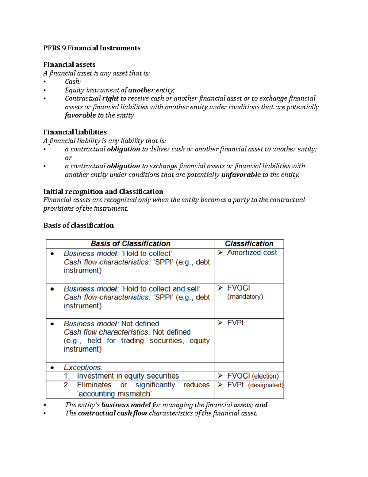PFRS 9 Financial Instruments: Key Concepts & Impairment Overview - Studocu