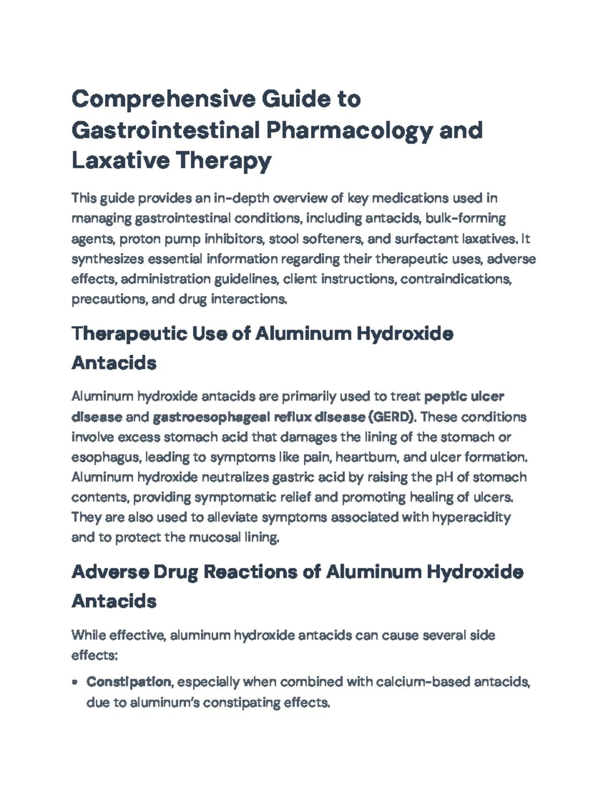 Comprehensive Overview of GI Pharmacology & Laxative Therapy (PHAR 101 ...
