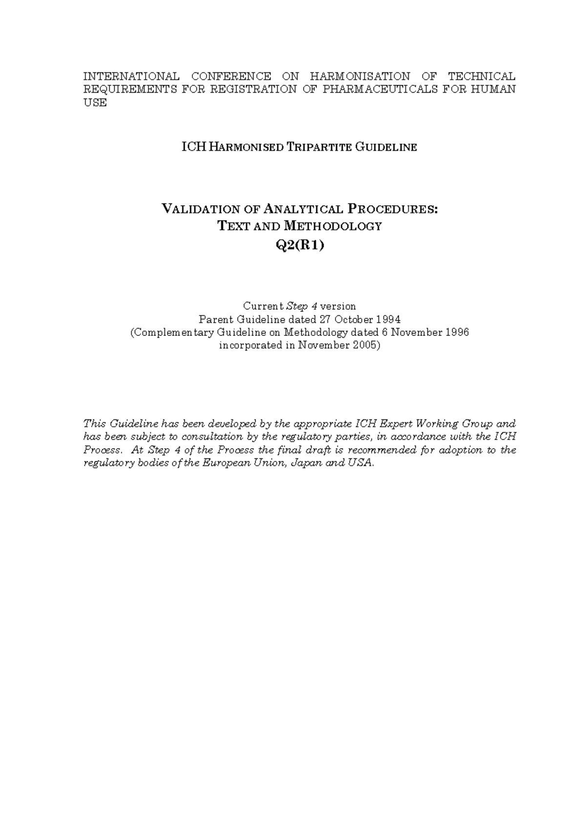 ICH Q2(R1) Guideline: Validation of Analytical Procedures Overview ...