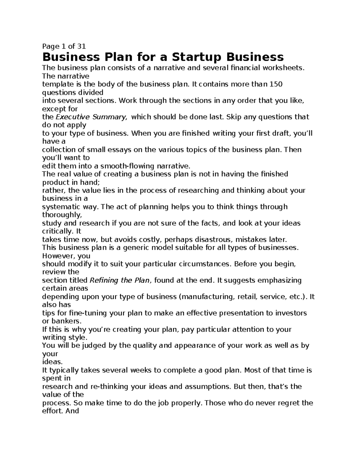 Business Plan for a Simple Nursing Startup - Studocu
