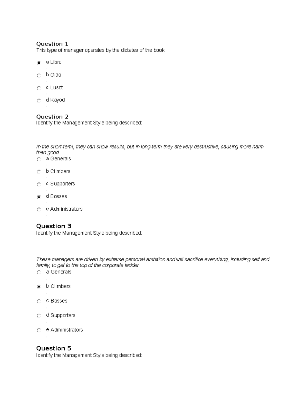 Week 2 - Management Style Concepts and Assessments - Studocu