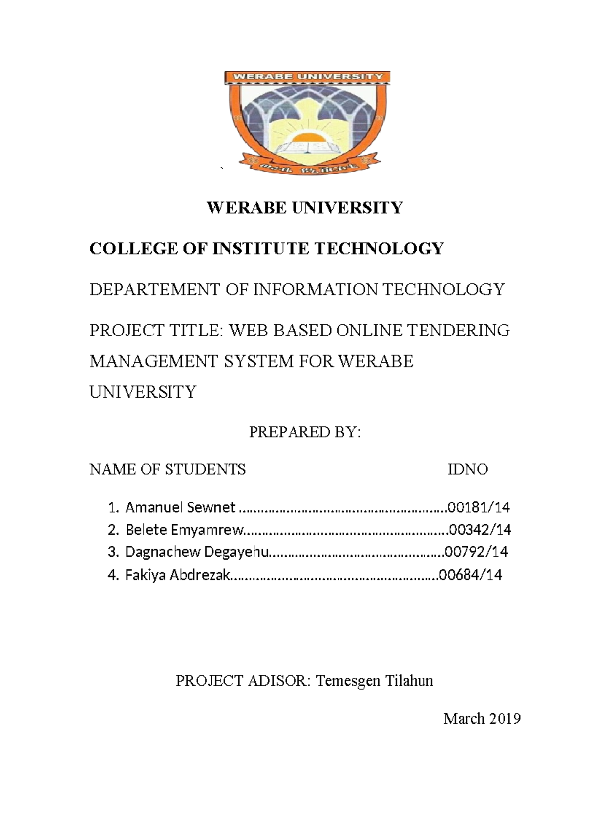 Final Project Report: Web-Based Online Tendering Management System (IT ...