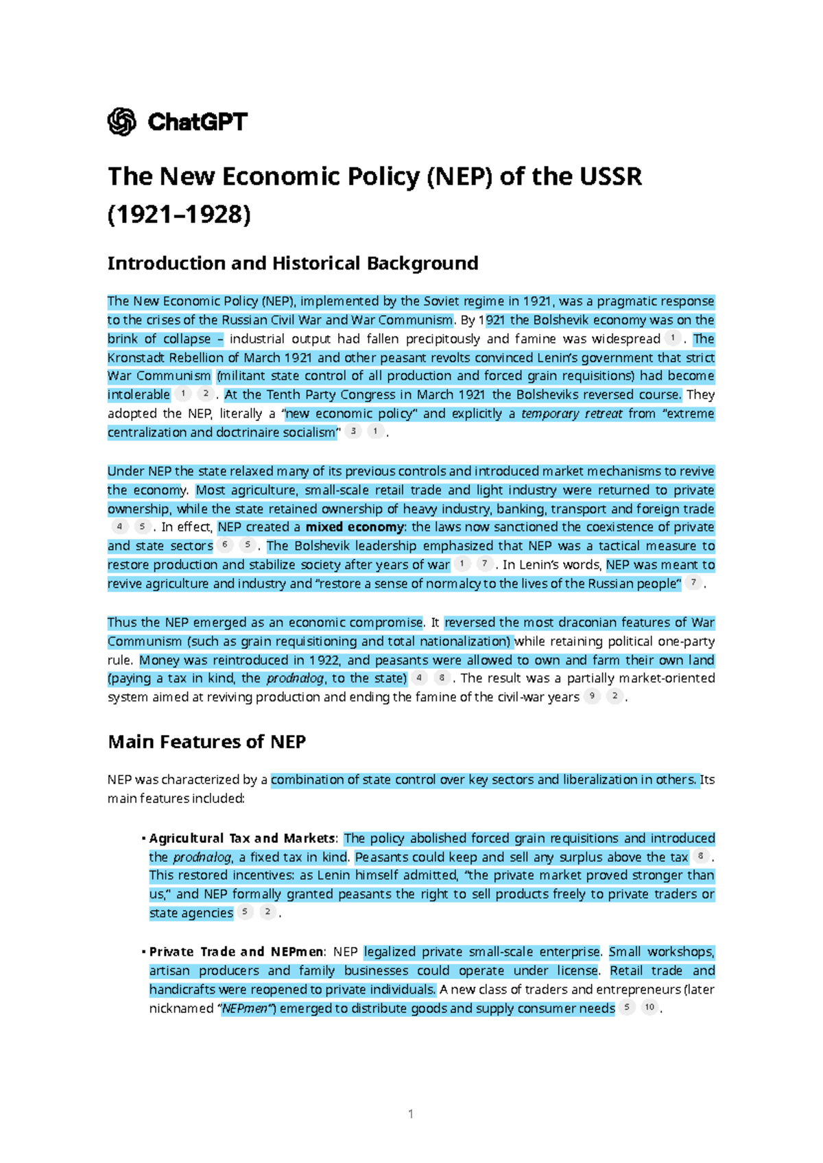 NEP (New Economic Policy) of the USSR: Historical Overview and Impact ...