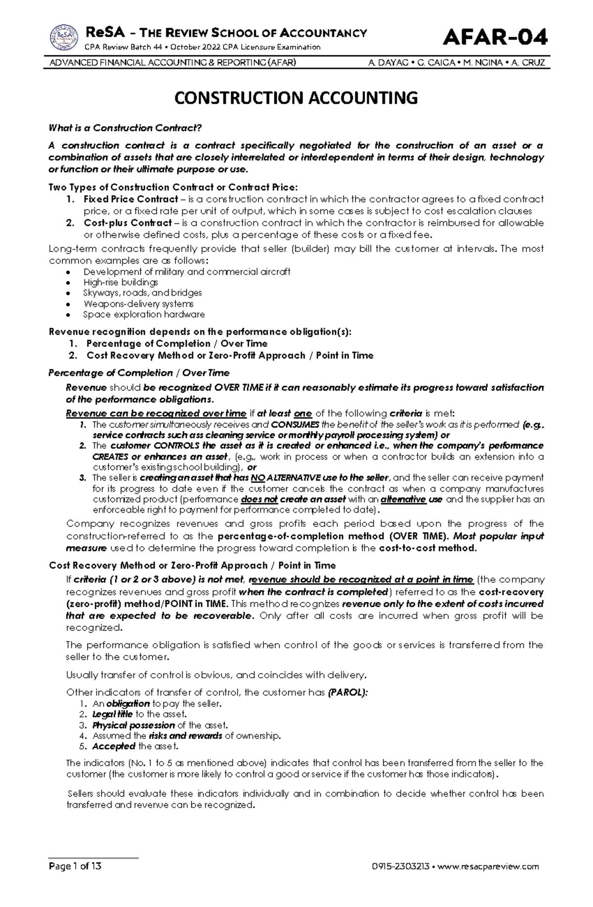 PAS & PFRS Overview: Comprehensive Guide to Standards - Studocu