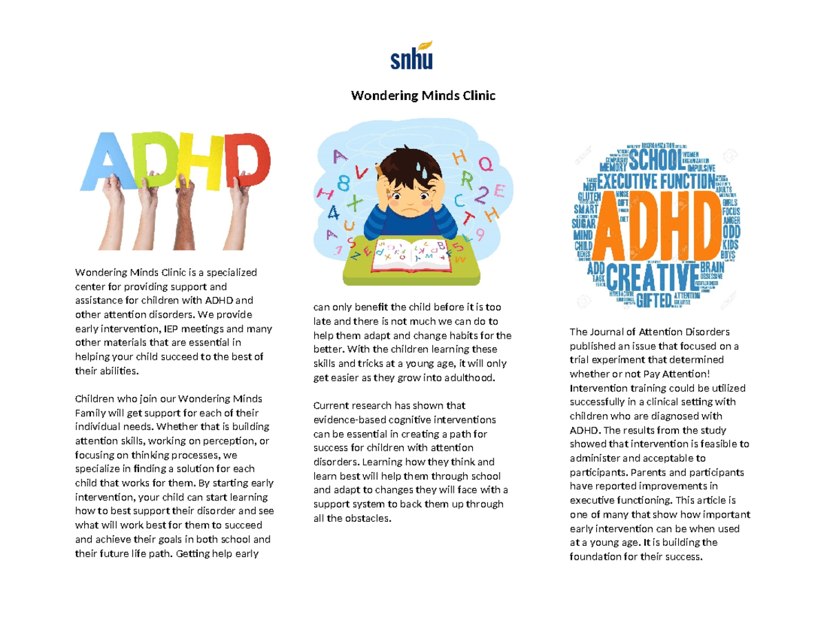 PSY 375 Project One: Supporting Children with ADHD at Wondering Minds ...