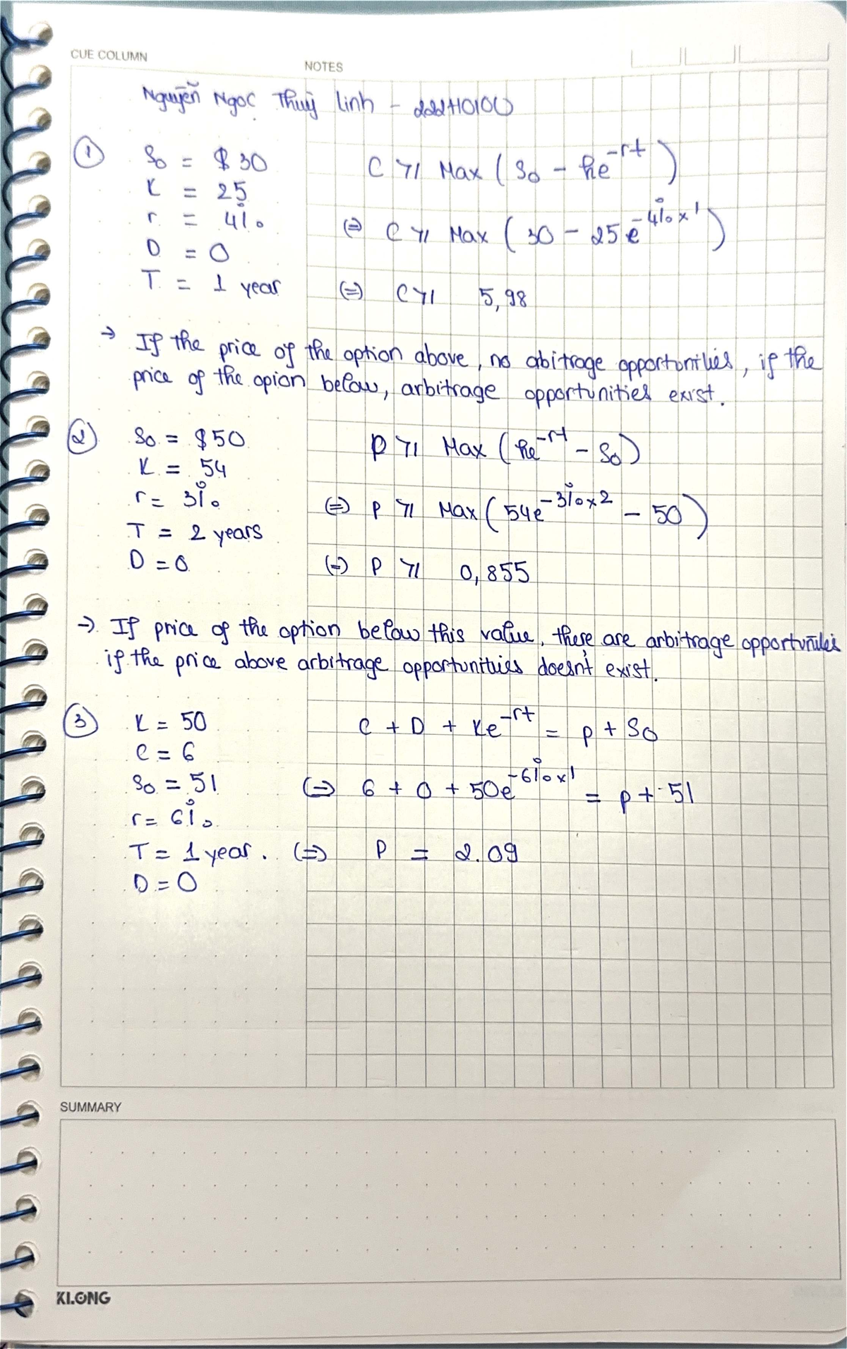 QTRR C8 - CUE column notes on arbitrage opportunities - Studocu