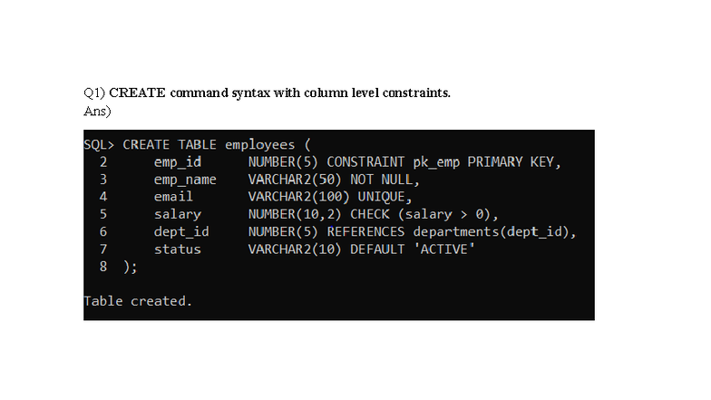 MCA Lab DBMS: CREATE, MODIFY, DROP, and RENAME Commands Explained - Studocu