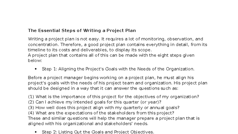 Essential Steps for Writing a Project Plan: A Guide - Studocu