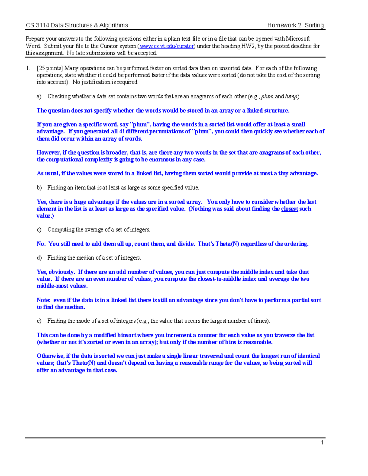 Sorting - hw 2 - CS 3114 Data Structures & Algorithms Homework 2 ...