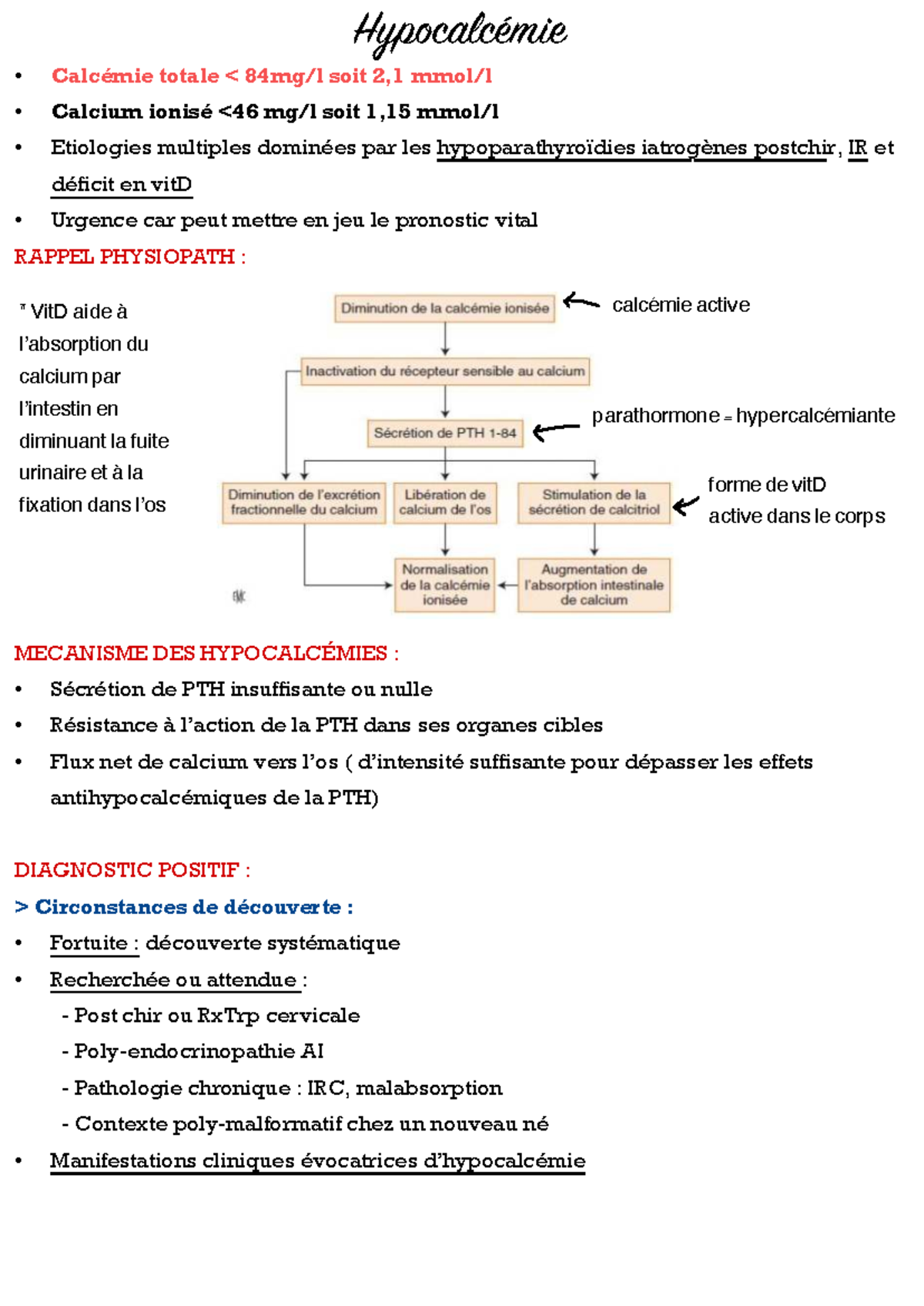 9-Hypocalcémie - Cours d'Endocrinologie et Étiologies Associées - Studocu