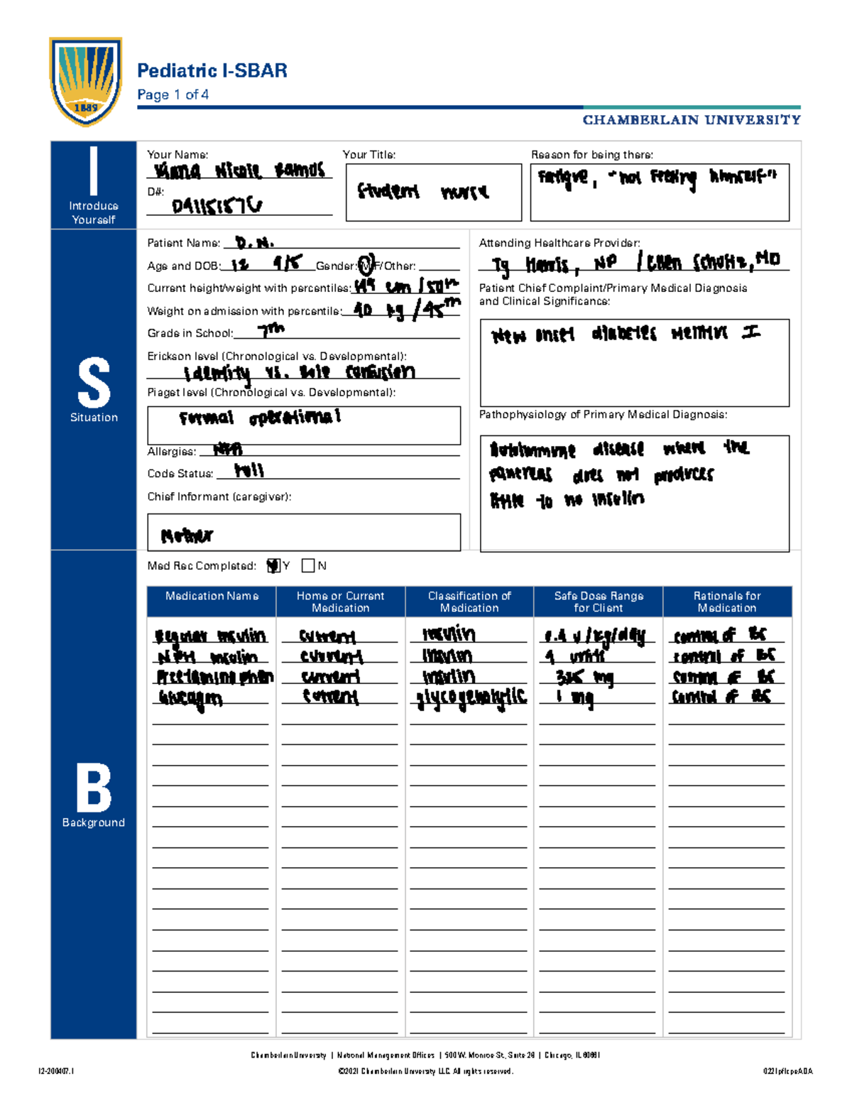 ATI Diabetes SBAR Report: Assessment & Recommendations for Nursing Care ...