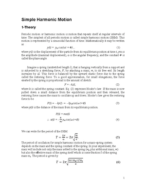 Simple Harmonic Motion - Study Notes & Assignments - Studocu
