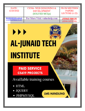 CS506 quiz 1 - CS506 (WEB DESIGN AND DEVELOPMENT) QUIZ NO. In the context of HTTP Response Code ...