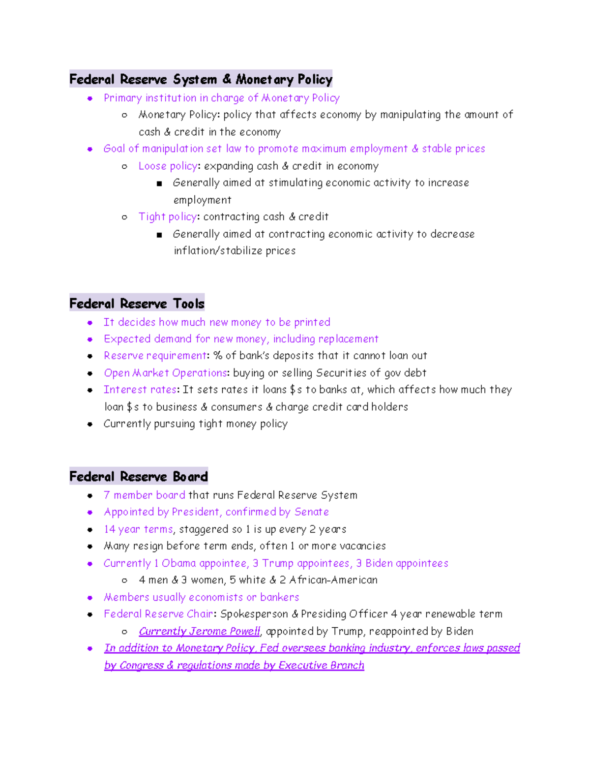 Exam 1 Study Notes for POS2041: Federal Reserve & Monetary Policy - Studocu