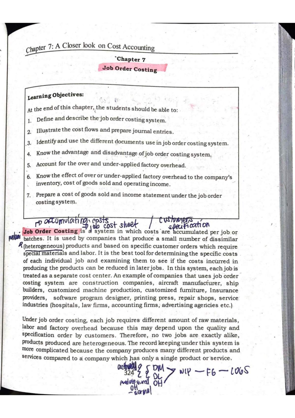 Chapter 7: In-Depth Analysis of Job Order Costing (ACCT 324) - Studocu